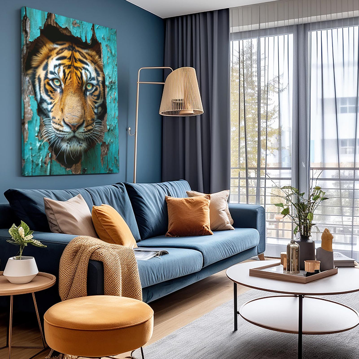 Blue Tiger Face Art | MusaArtGallery™