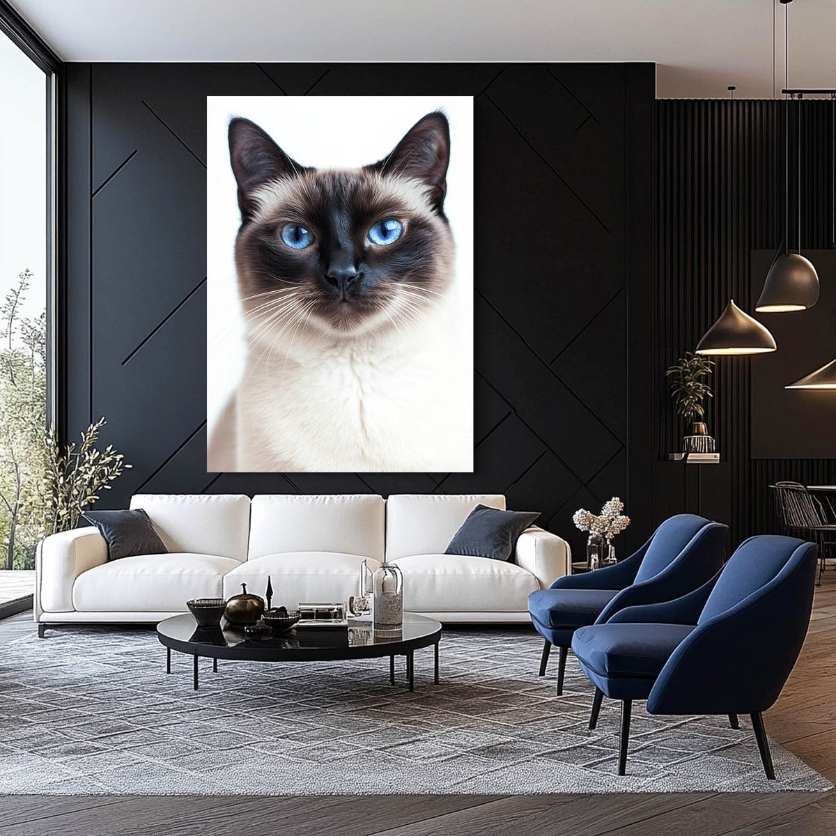 Deep Blue Cat Wall Art | MusaArtGallery™
