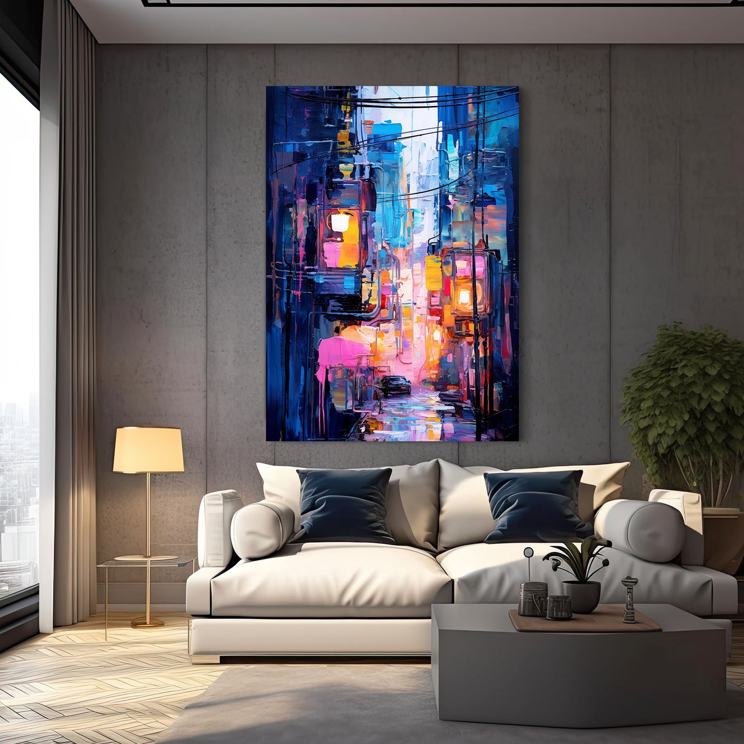Large Colorful Cyberpunk Wall Art