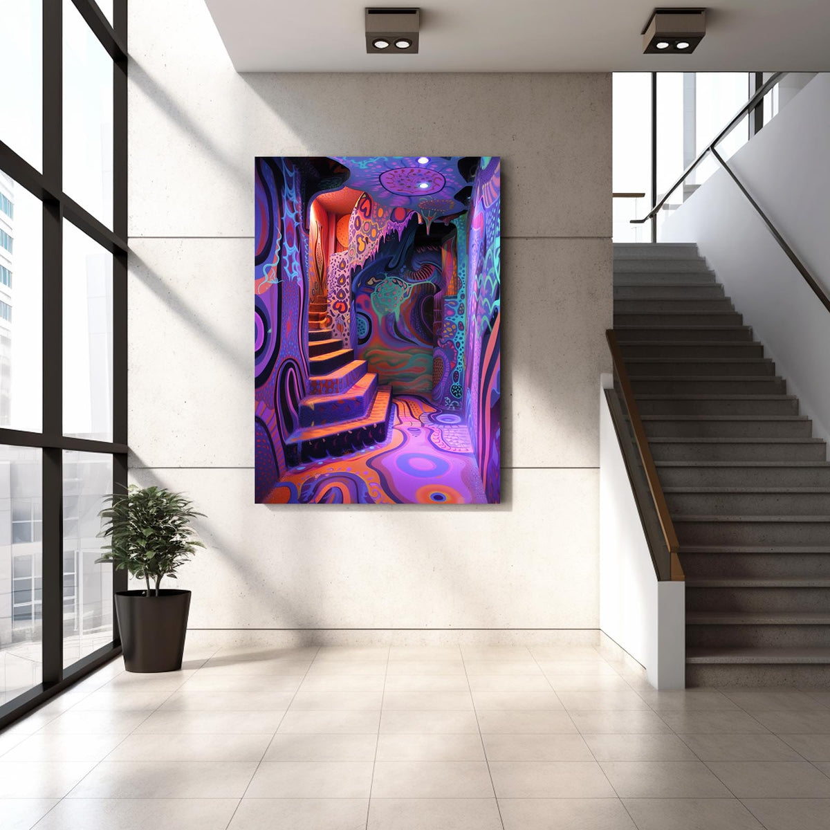 Stairs Pink Trippy Art | MusaArtGallery™