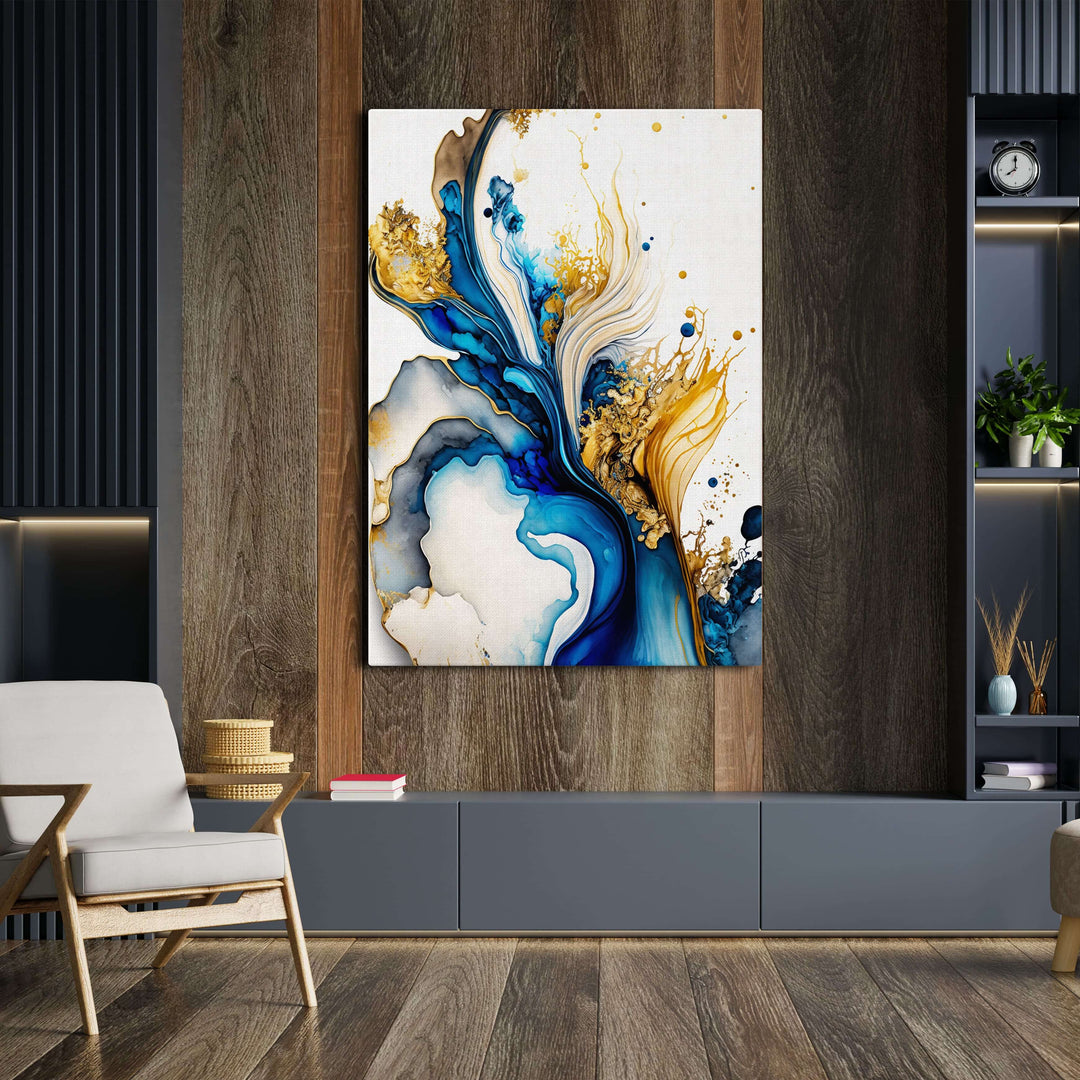Home Blue Gold Abstract Canvas