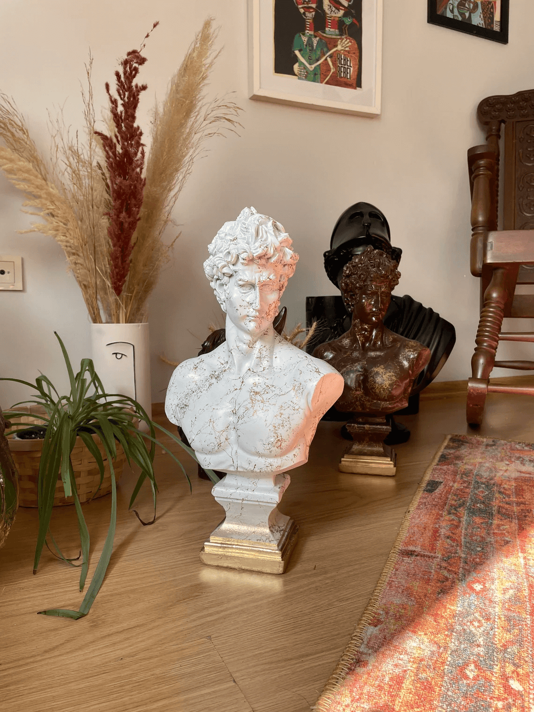 Gold Strip David Bust Statue - David Bust Statue For Sale | MusaArtGallery™