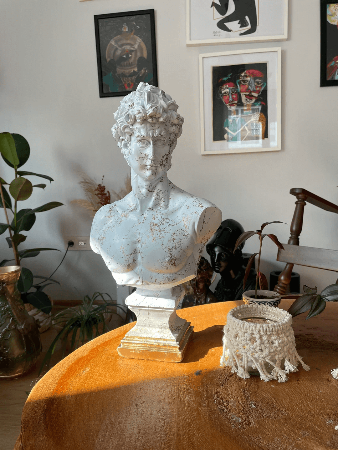 Gold Strip David Bust Statue - David Bust Statue For Sale | MusaArtGallery™