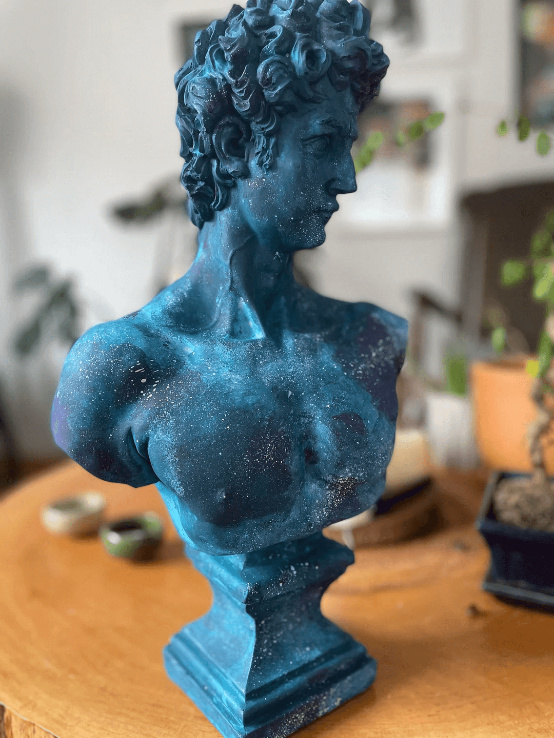 Navy Blue David Bust Statue - David Bust Statue For Sale | MusaArtGallery™