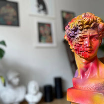 Orange David Head Sculpture - David Bust | MusaArtGallery™