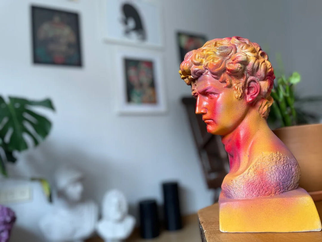 Orange David Head Sculpture - David Bust | MusaArtGallery™