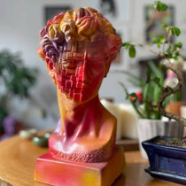 Orange David Head Sculpture - David Bust | MusaArtGallery™