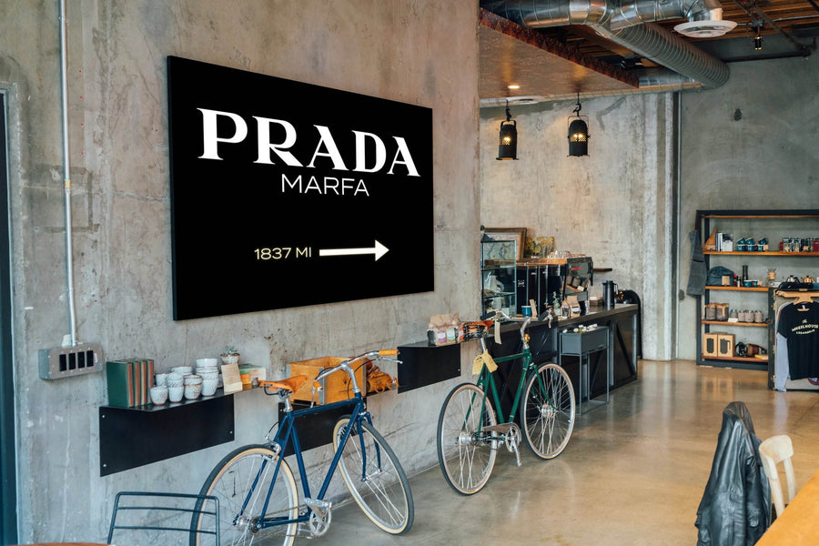 Prada Marfa Black Sign/Poster - Fashion Wall Art | MusaArtGallery™