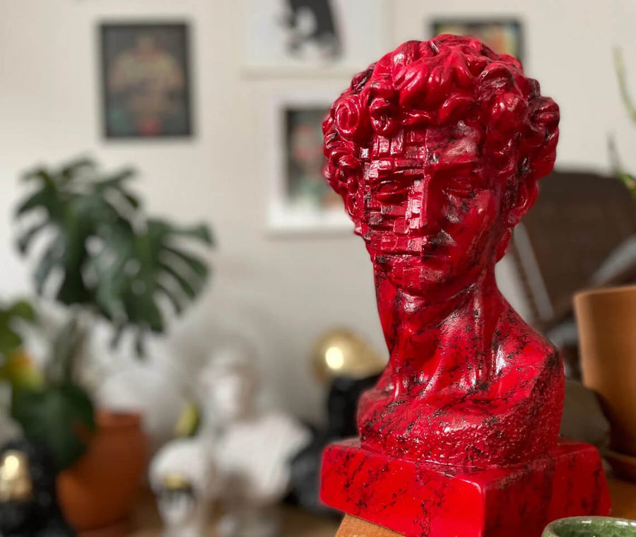 Red David Head Sculpture - David Bust | MusaArtGallery™