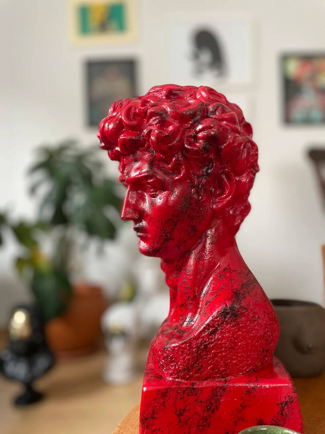 Red David Head Sculpture - David Bust | MusaArtGallery™