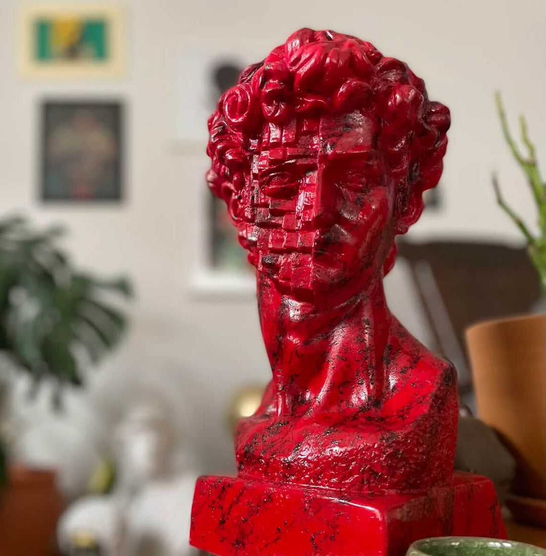 Red David Head Sculpture - David Bust | MusaArtGallery™