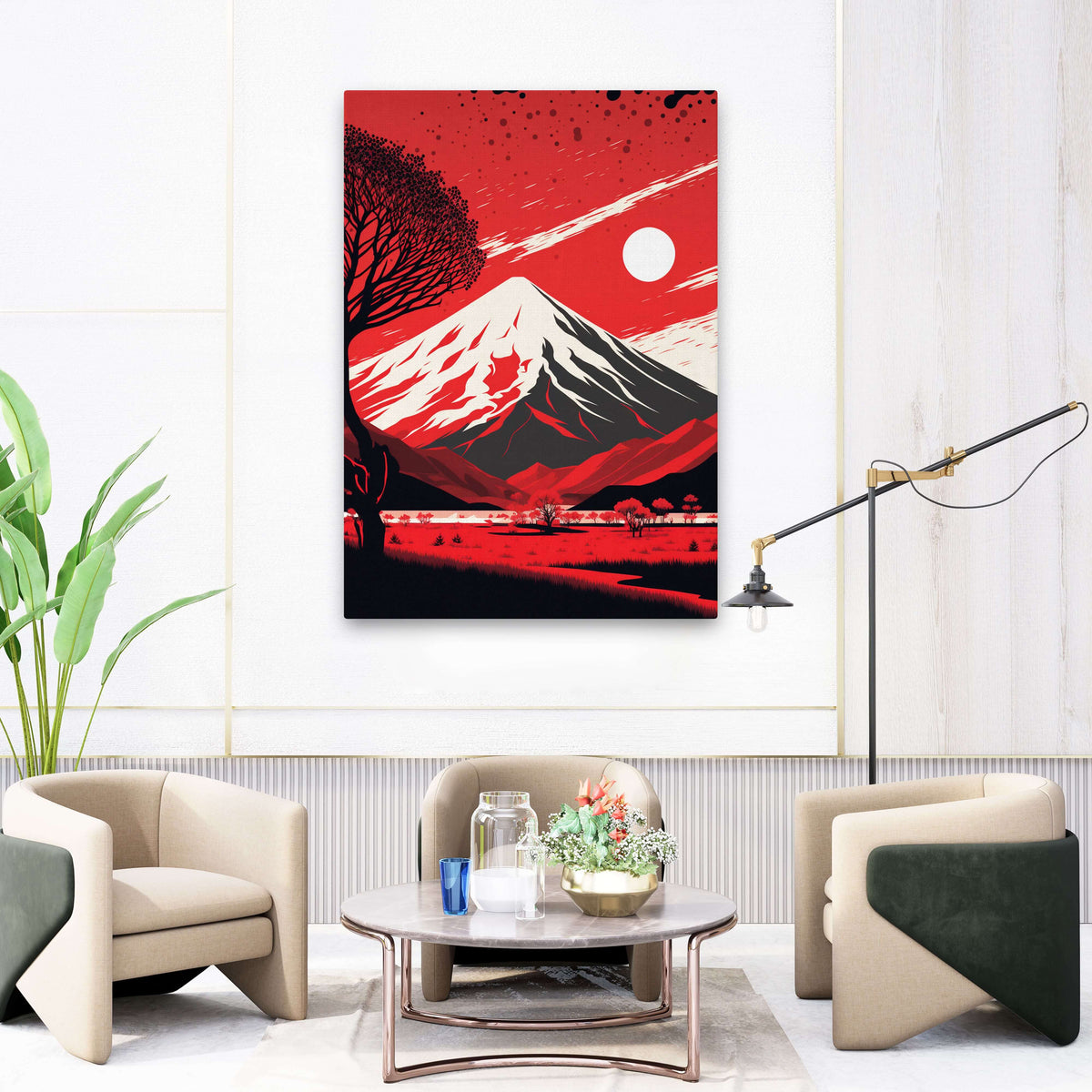 Red Minimal Japanese Art | MusaArtGallery™
