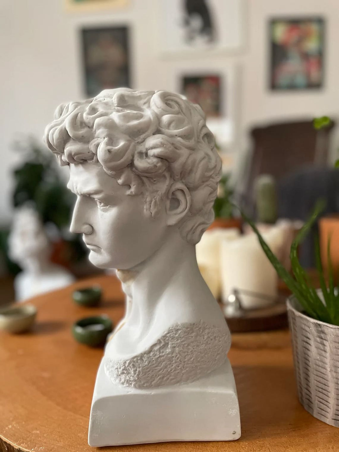 White and Gold David Head Sculpture | MusaArtGallery™