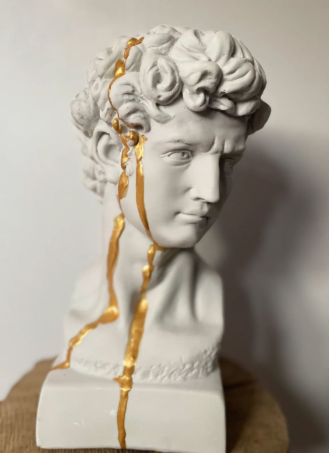 White and Gold David Head Sculpture | MusaArtGallery™