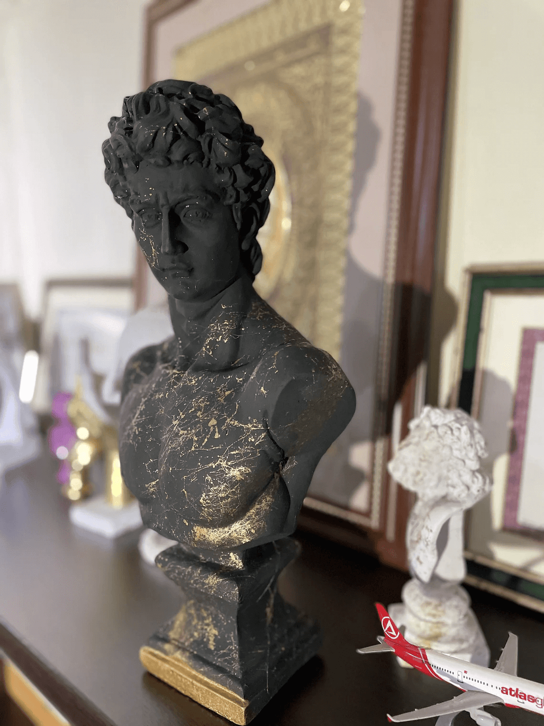 Black Gold Strip David Bust - David Bust Statue for sale | MusaArtGallery™