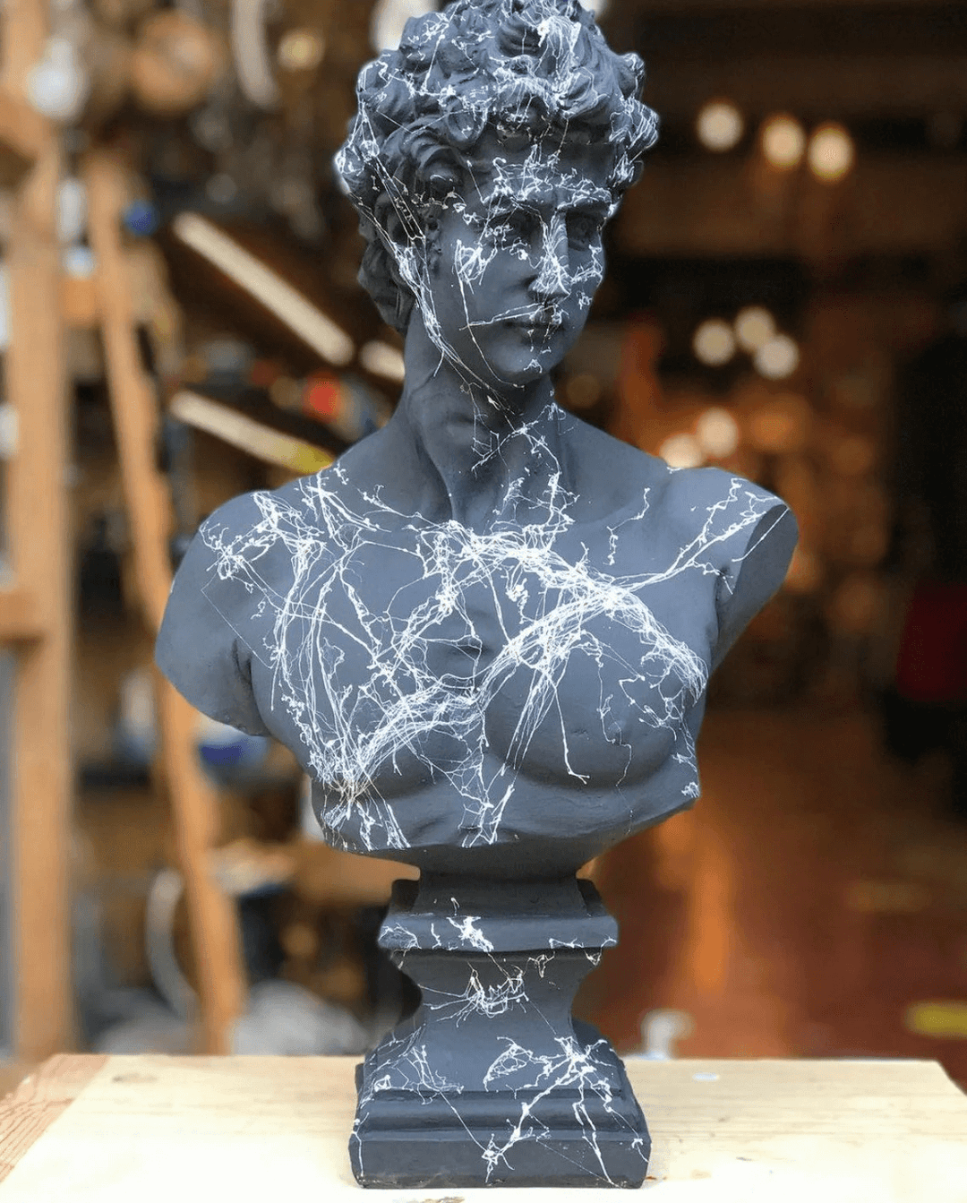 White Marble Black David Bust Statue - David Bust for Sale ...