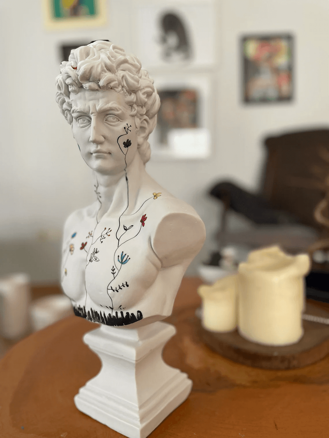 Floral David Bust Statue - David Bust Statue for sale | MusaArtGallery™