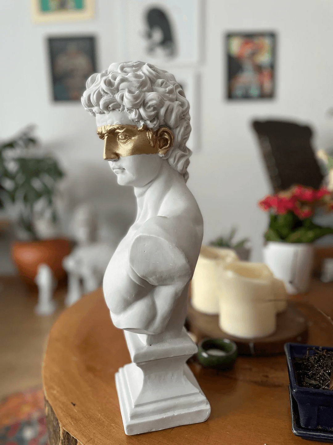 White Gold David Bust Statue - David Bust for Sale | MusaArtGallery™