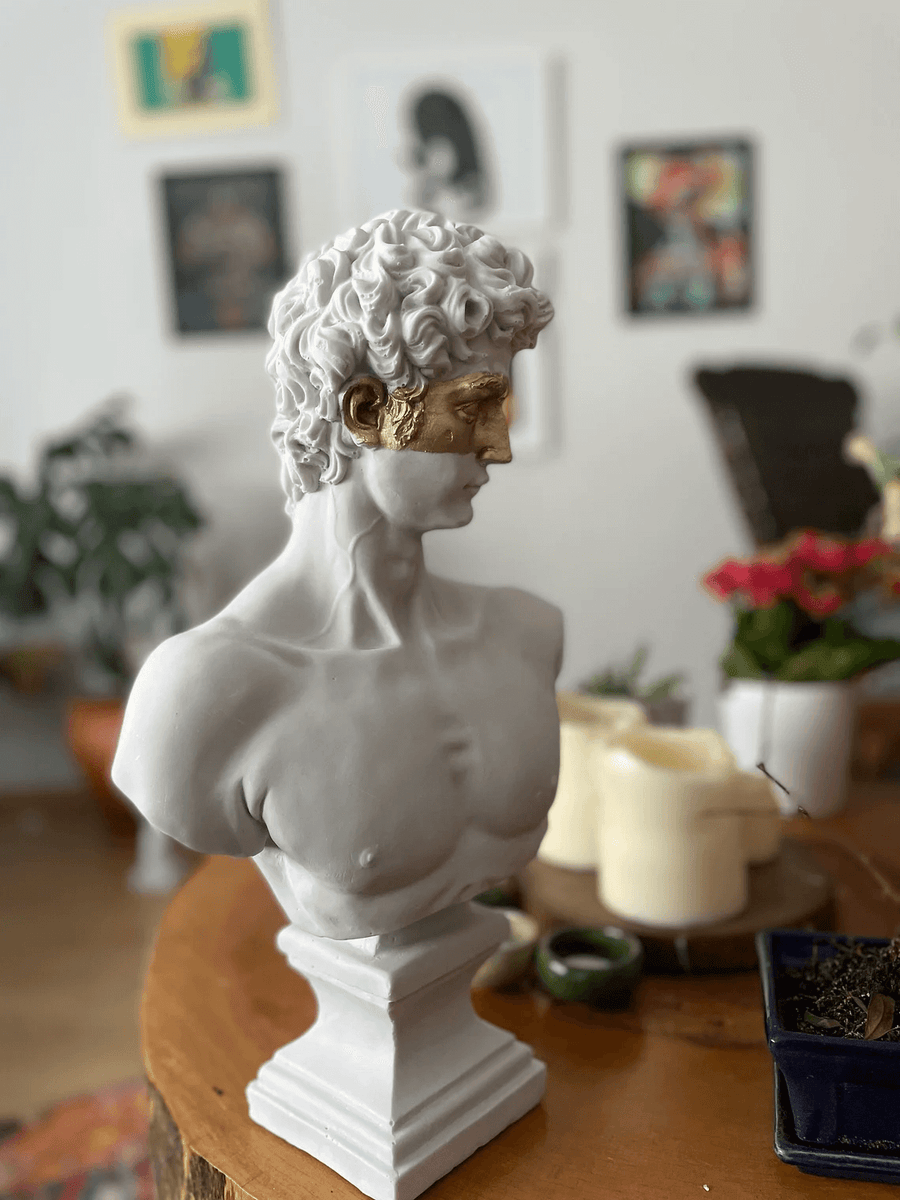 White Gold David Bust Statue - David Bust for Sale | MusaArtGallery™