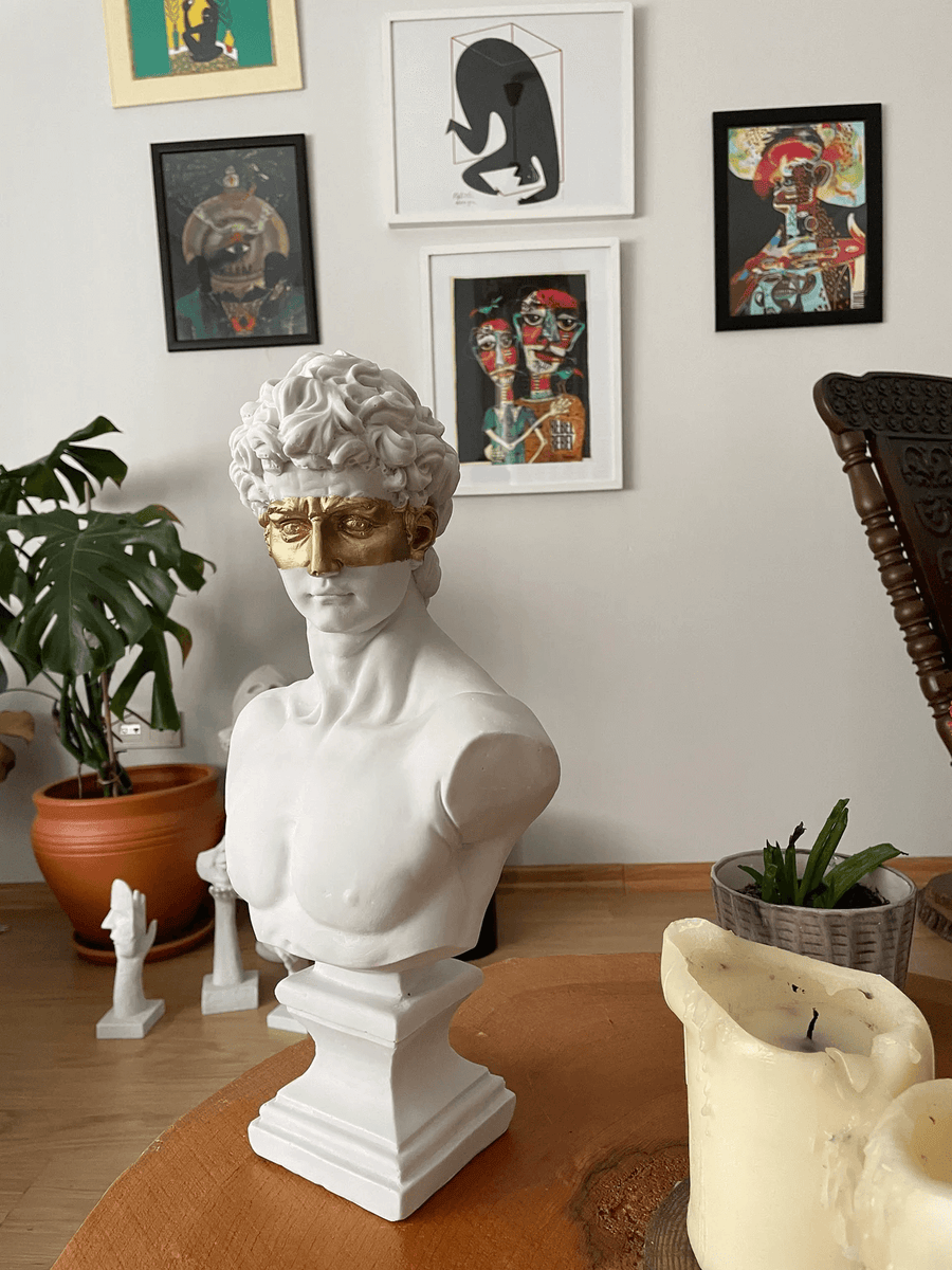 White Gold David Bust Statue - David Bust for Sale | MusaArtGallery™