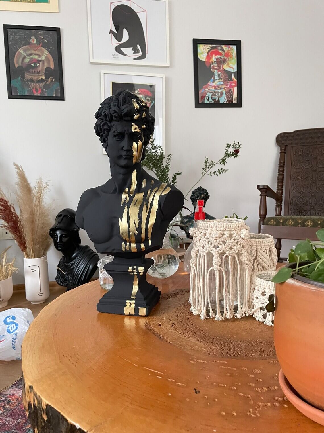 Black Gold David Bust Statue - David Bust Statue For Sale