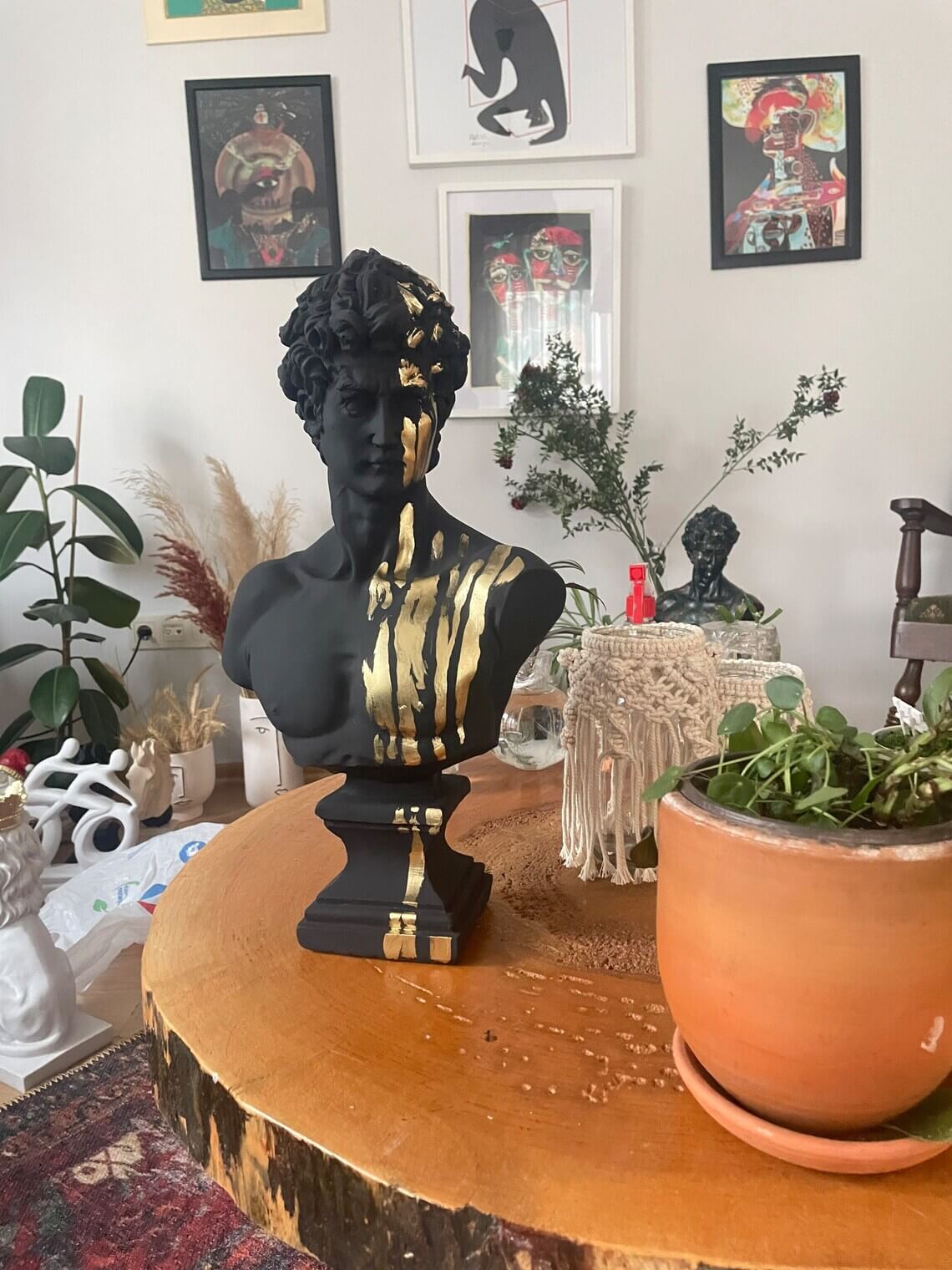Black Gold David Bust Statue - David Bust Statue For Sale