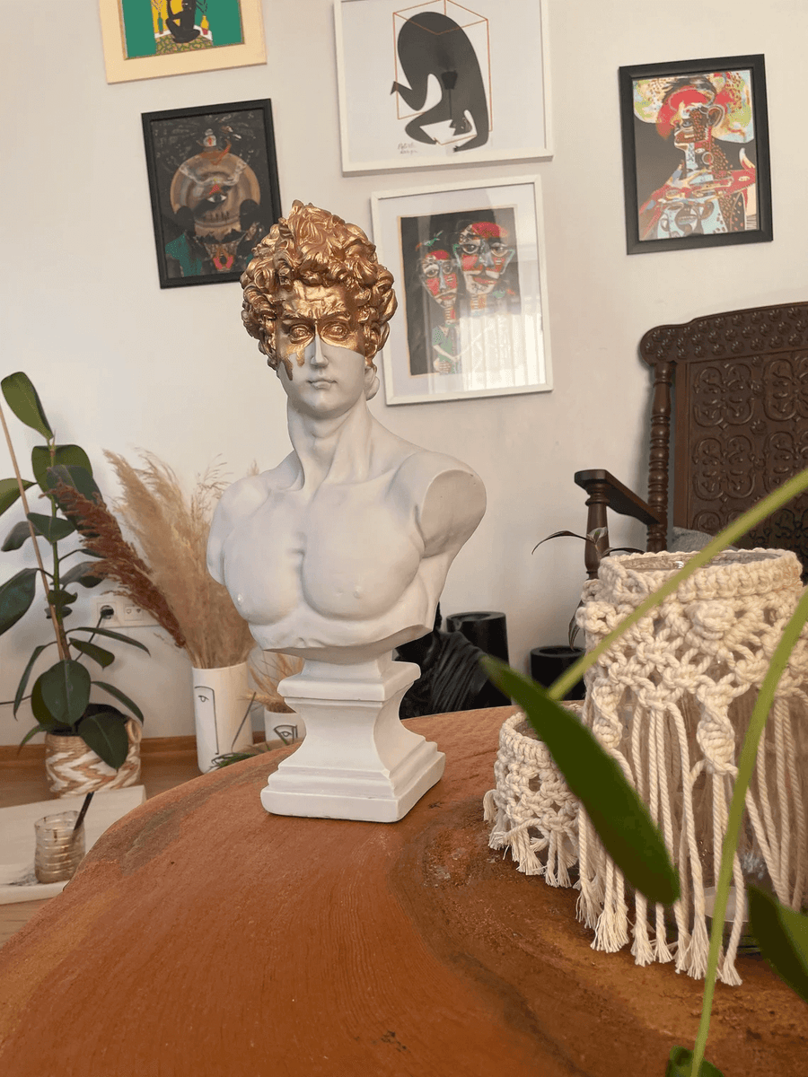 Gold White David Bust Statue - David Bust Statue for sale | MusaArtGallery™