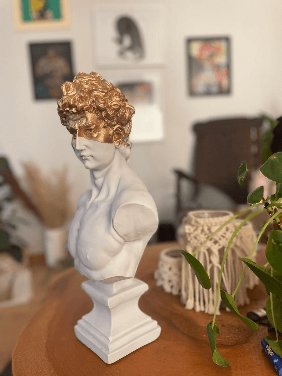 Gold White David Bust Statue - David Bust Statue for sale | MusaArtGallery™