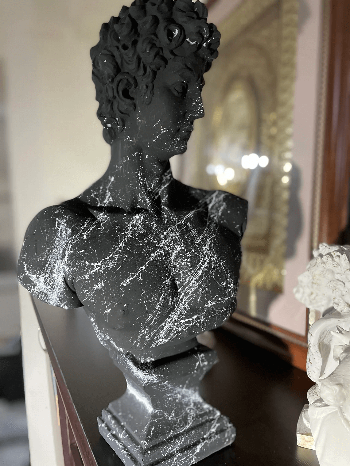 White Marble Black David Bust Statue - David Bust for Sale ...